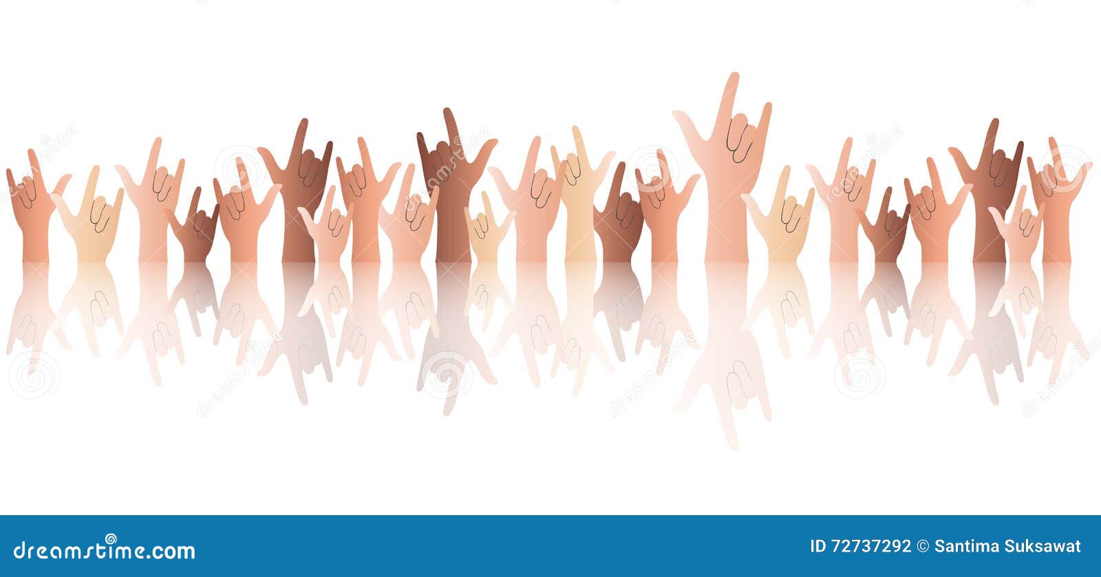 All Hands Up Love Sign Reflect And Black Background Vector ...