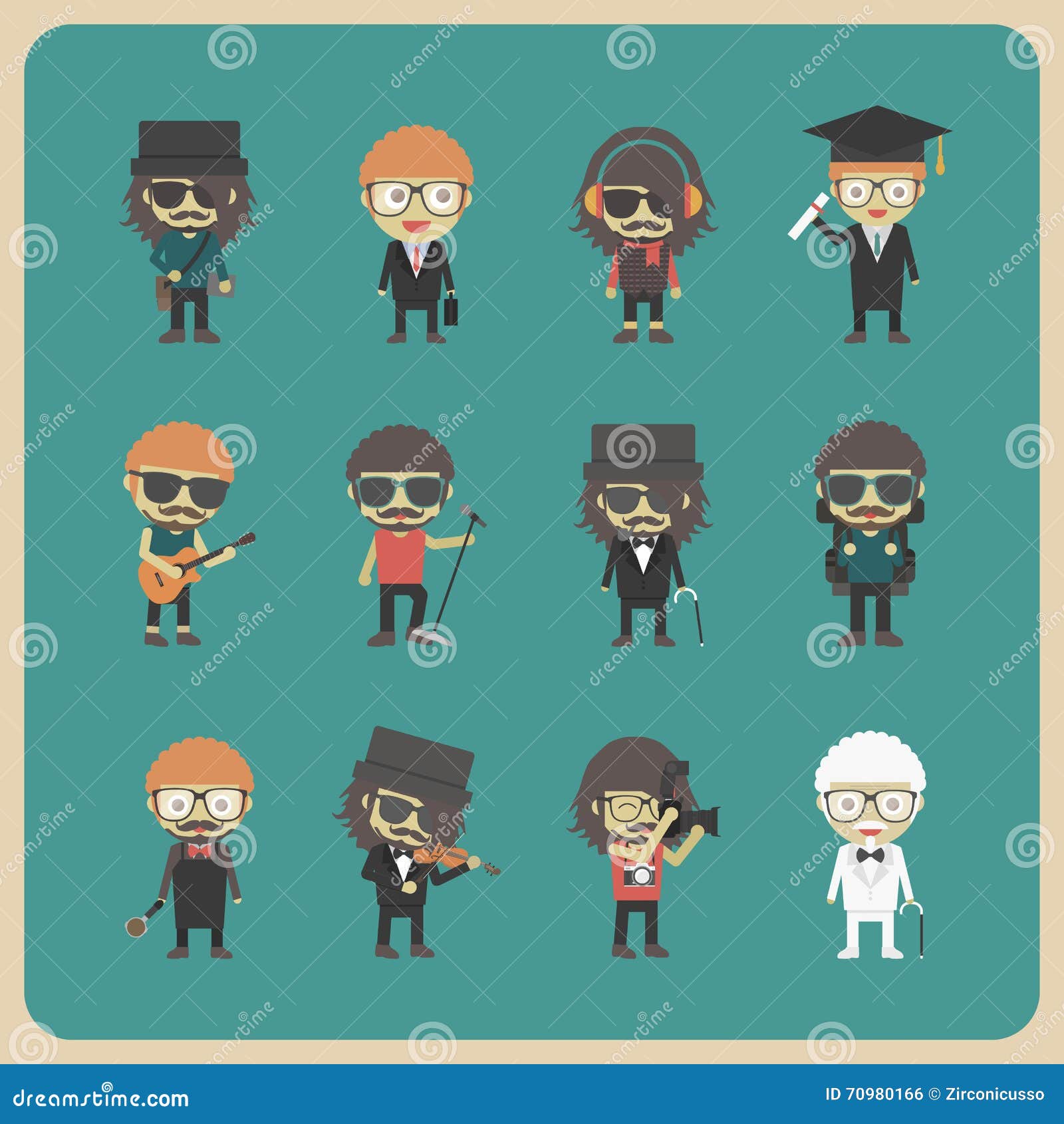 All hipster character set stock vector. Illustration of pastel - 70980166
