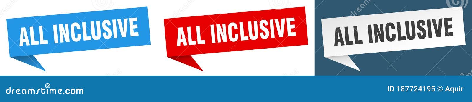 All Inclusive Banner. All Inclusive Speech Bubble Label Set Stock ...