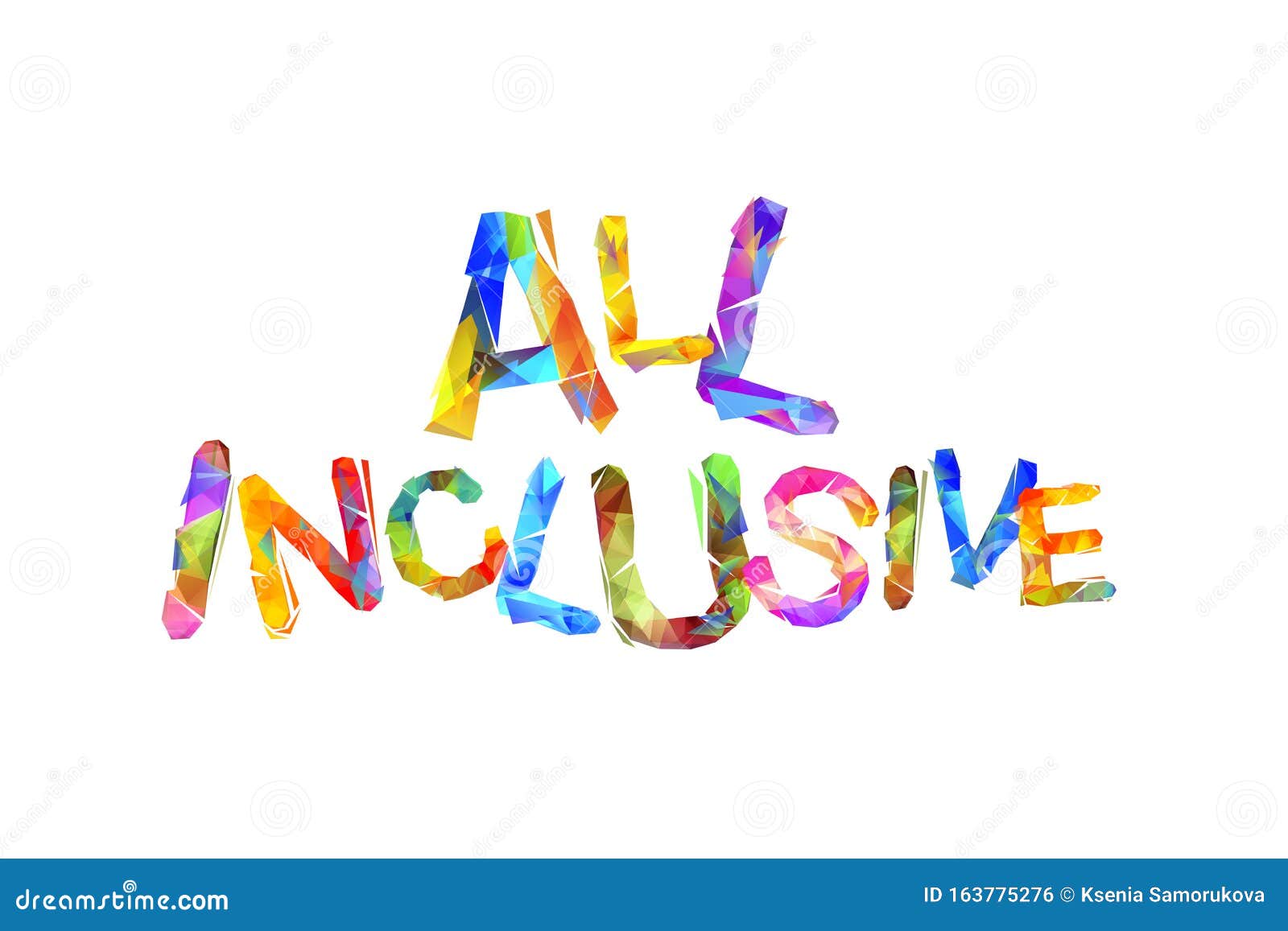 All Inclusive Colorful Triangular Letters Stock Vector Illustration