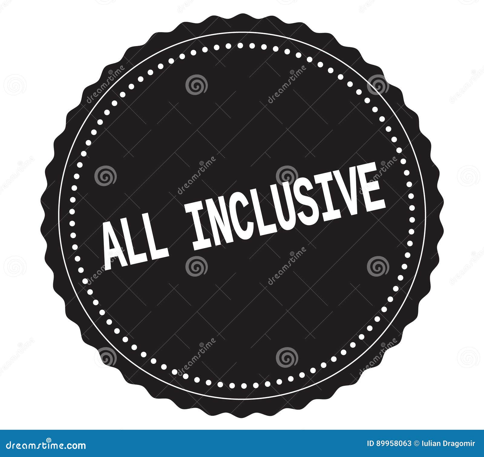 ALL-INCLUSIVE Text, on Black Sticker Stamp. Stock Illustration ...