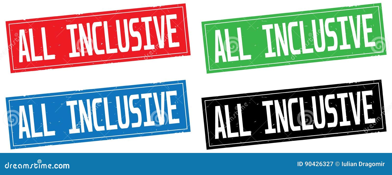 ALL INCLUSIVE Text, on Rectangle Stamp Sign. Stock Illustration ...