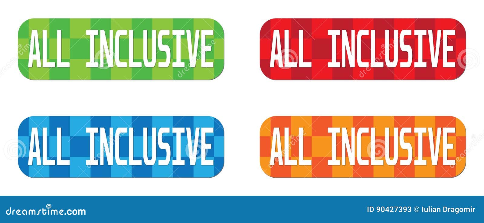 ALL INCLUSIVE Text, on Rectangle, Zig Zag Pattern Stamp Sign. Stock ...