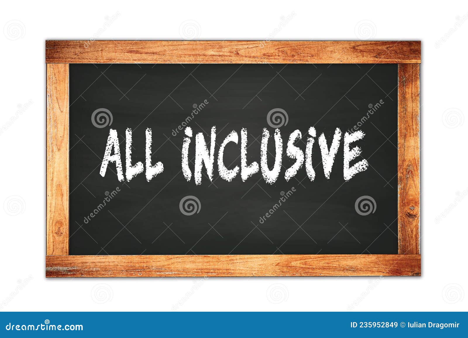 ALL INCLUSIVE Text Written on Wooden Frame School Blackboard Stock ...