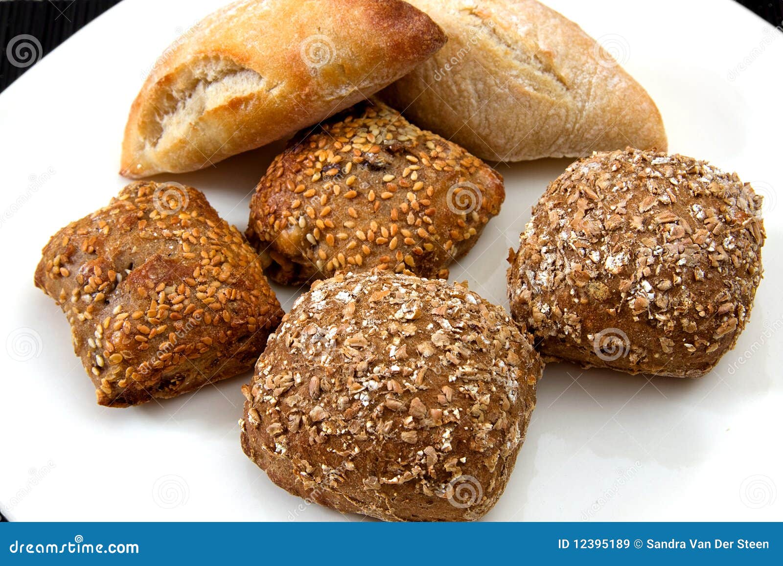 All kind of buns on plate stock image. Image of healthy - 12395189