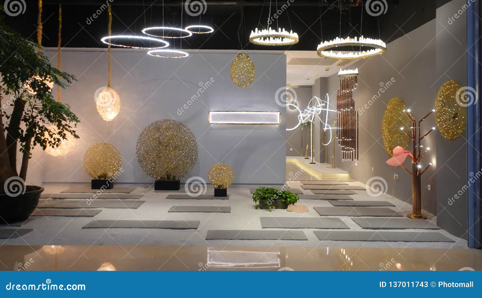 Modern Led Lamp in Lighting Showroom Stock Image - Image of ...
