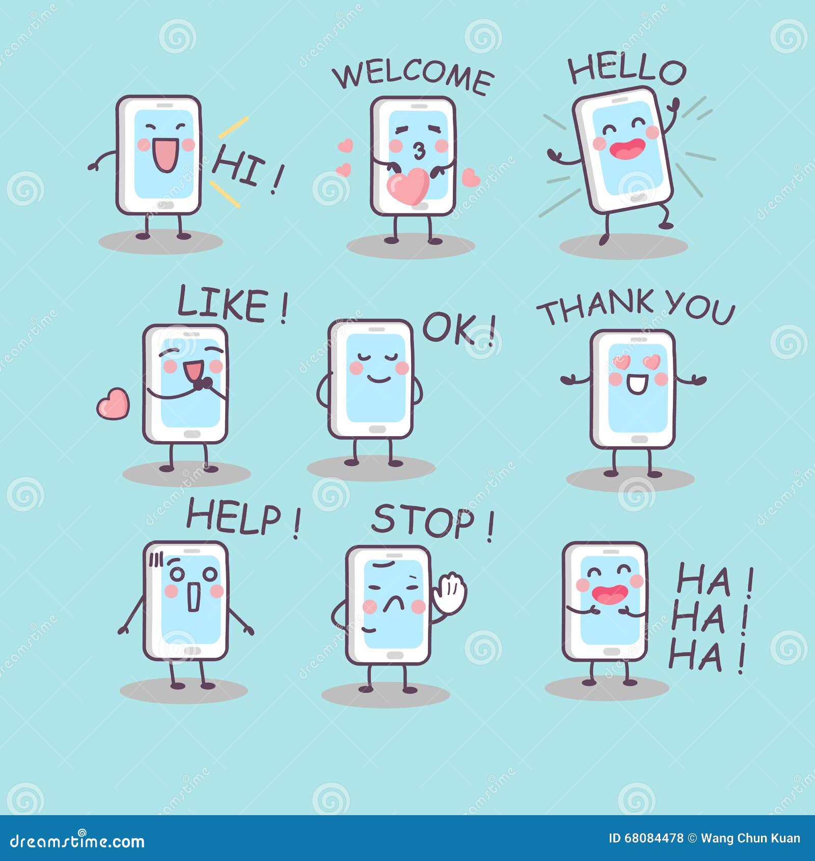 All Kinds of Smartphone Emotion Stock Vector - Illustration of call ...