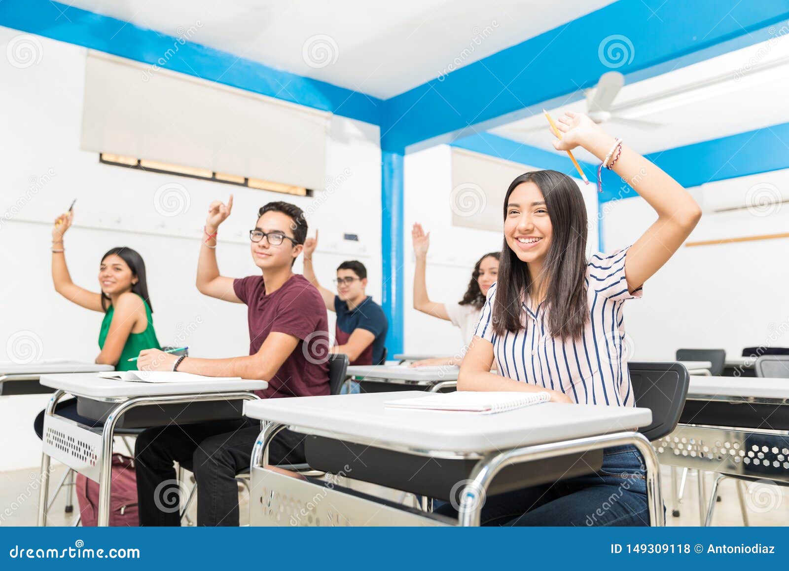 They All Know the Answer stock photo. Image of hispanic - 149309118