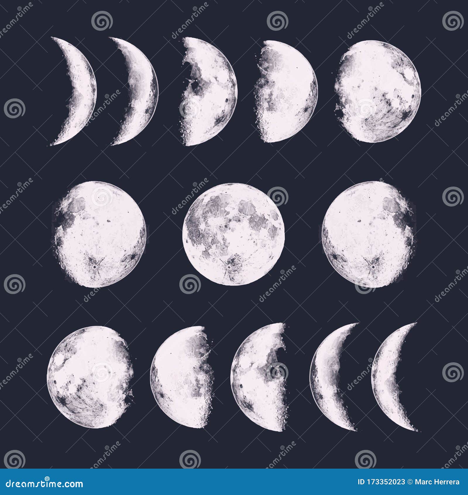 All of Moon phases set stock illustration. Illustration of background ...