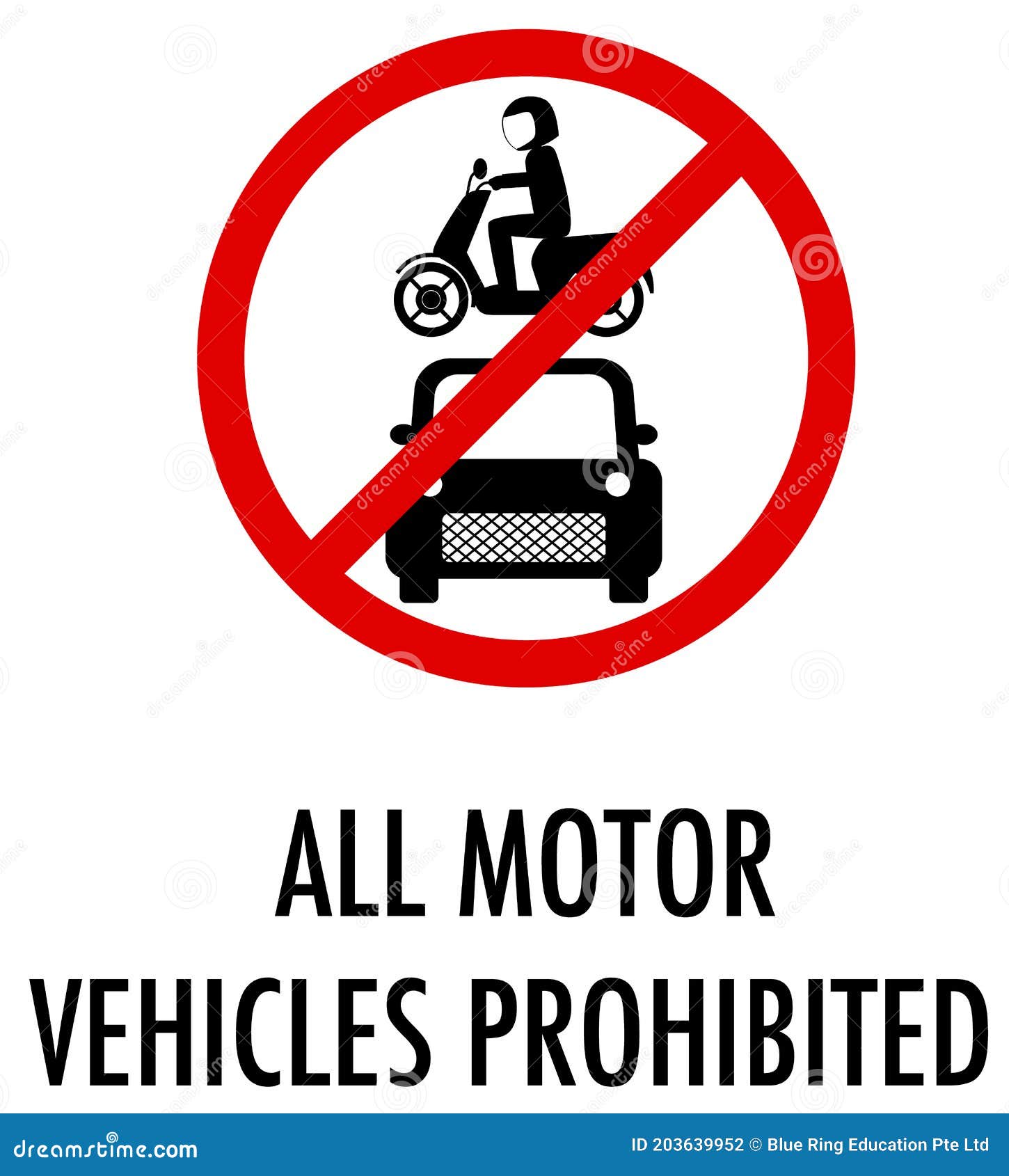 All Motor Vehicles Prohibited Sign on White Background Stock Vector ...