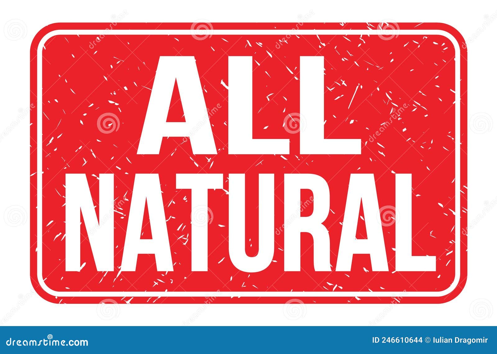 ALL NATURAL, Words on Red Rectangle Stamp Sign Stock Illustration ...