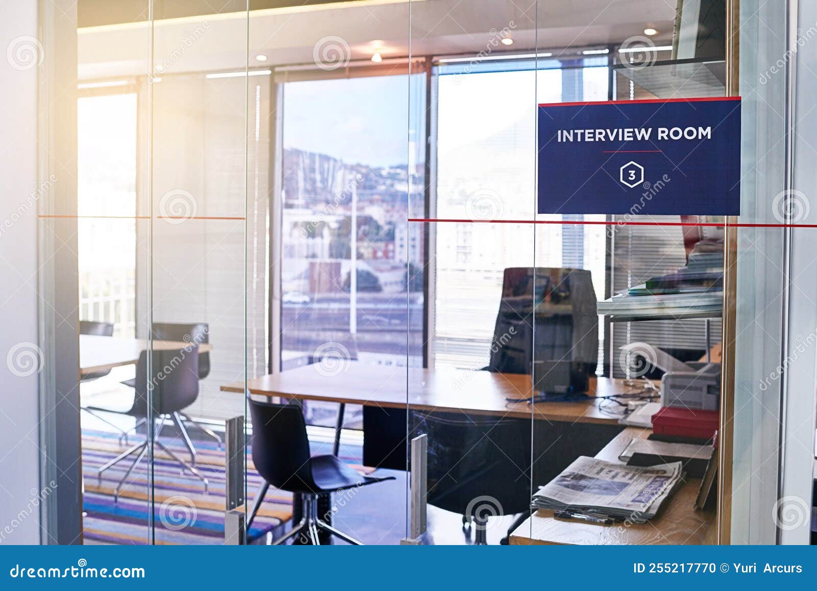 All New Employees Have To Enter through these Doors. an Empty Interview ...