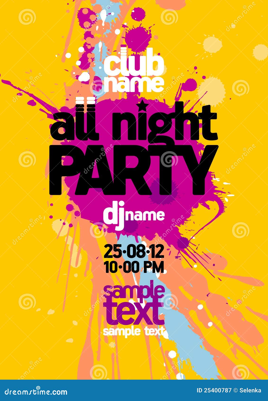 All Night Party Design Template. Stock Vector - Illustration of event ...