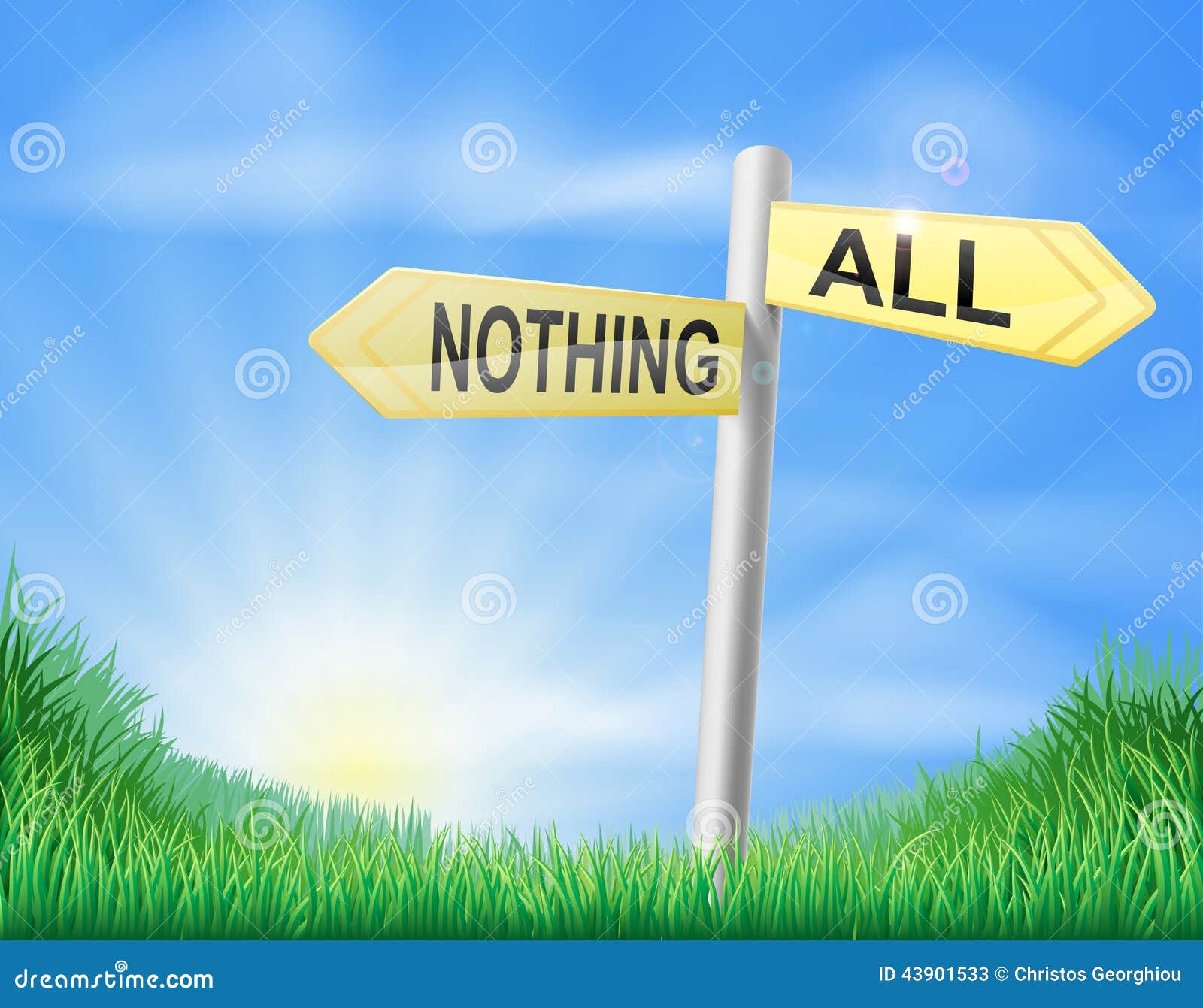 All or Nothing Sign in Field Stock Vector - Illustration of life, risk ...
