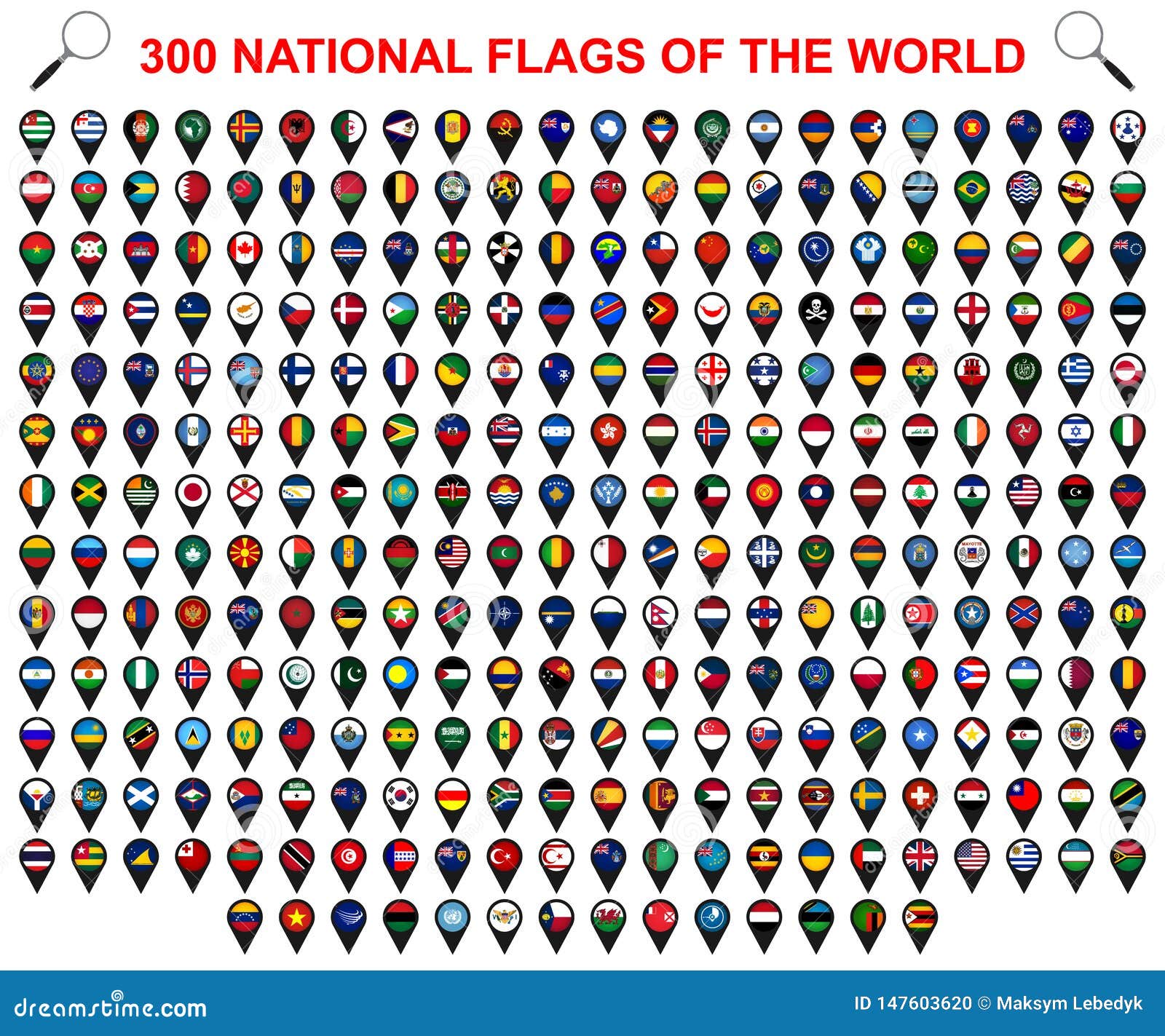 All Official National Flags of the World . Circular Design Stock ...