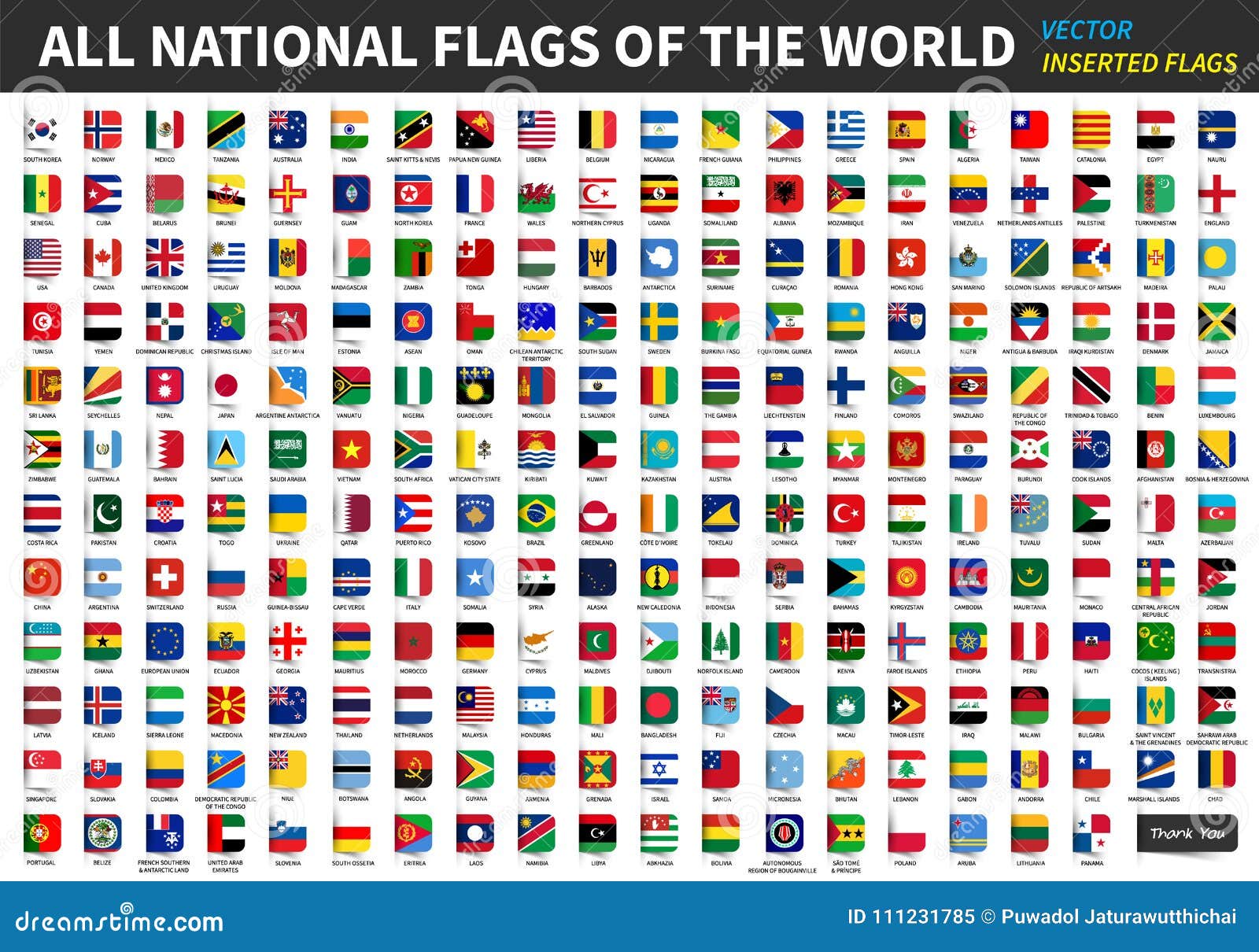 All Official National Flags of the World . Inserted Design Stock Vector ...