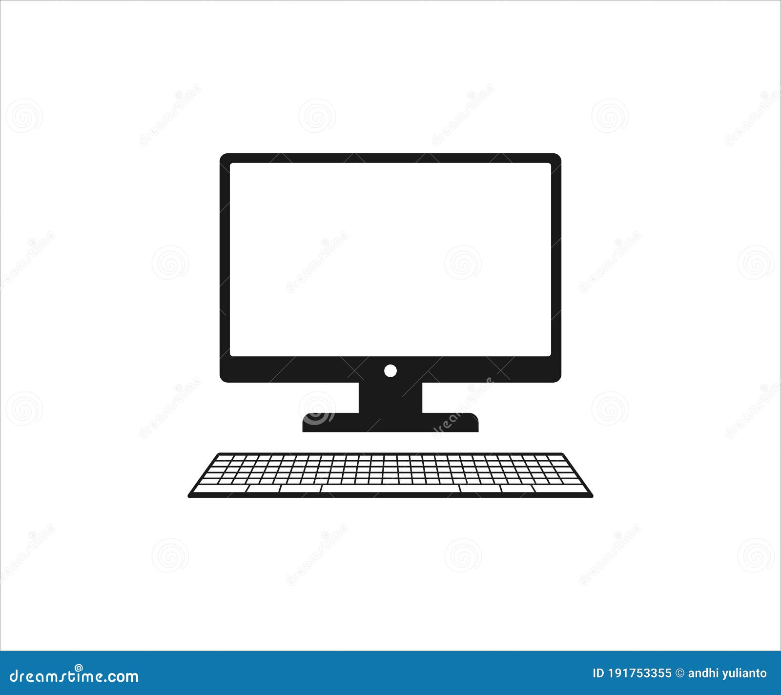 All in One Computer Desktop and the Keyboard in Front View with Blank ...