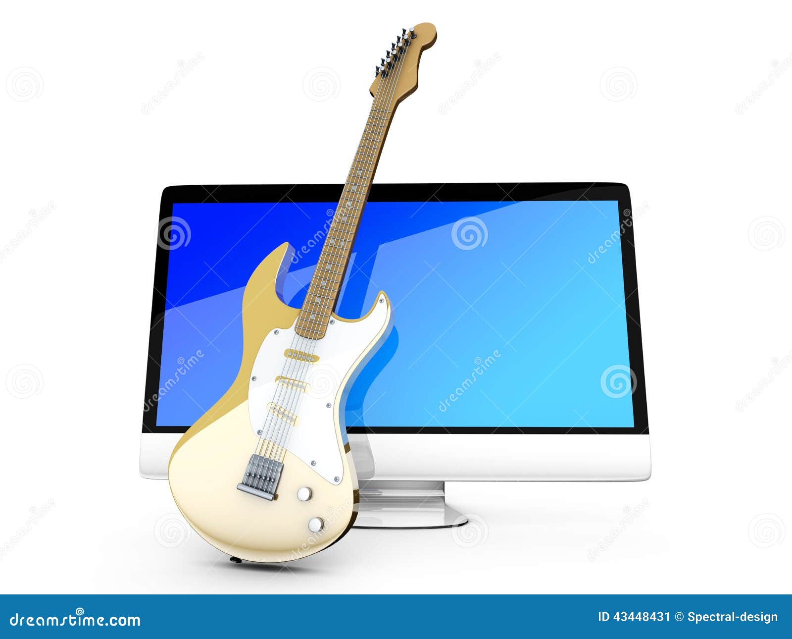A All in One Computer with a Guitar Stock Illustration - Illustration ...