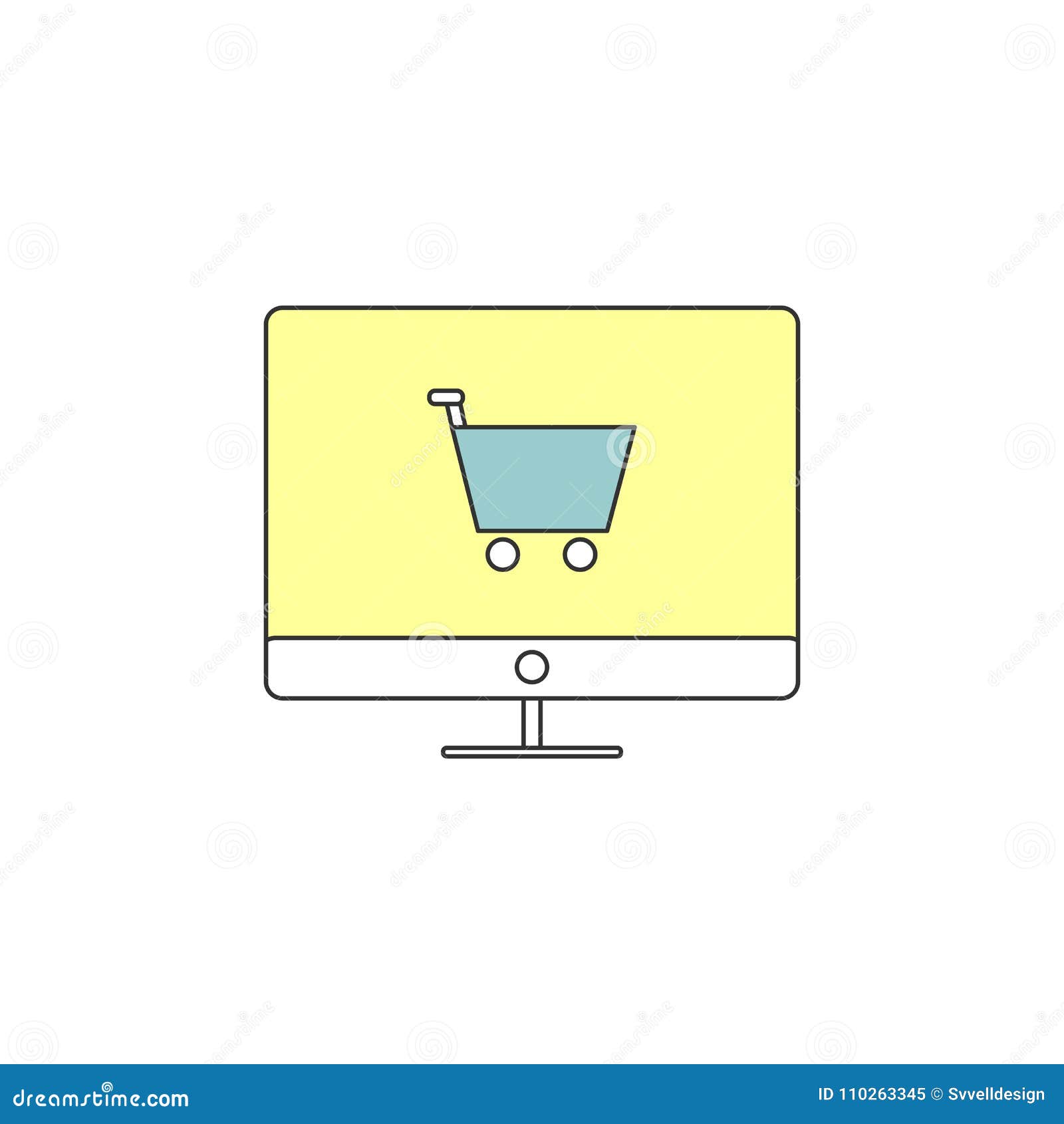 All in One PC Computer Vector Outline Icon Illustration Stock Vector ...