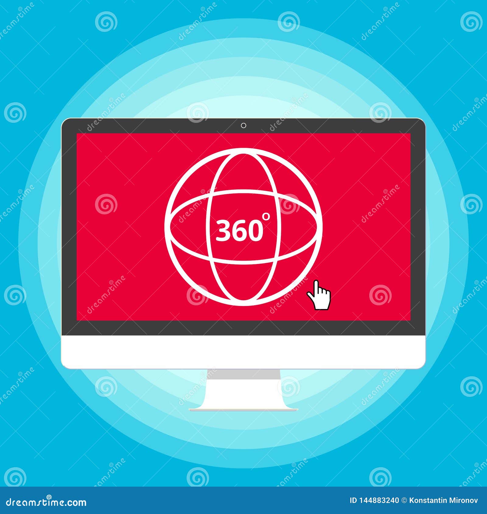 All in One PC Monitor Computer Device with 360 Degrees Angle Icon Sign ...