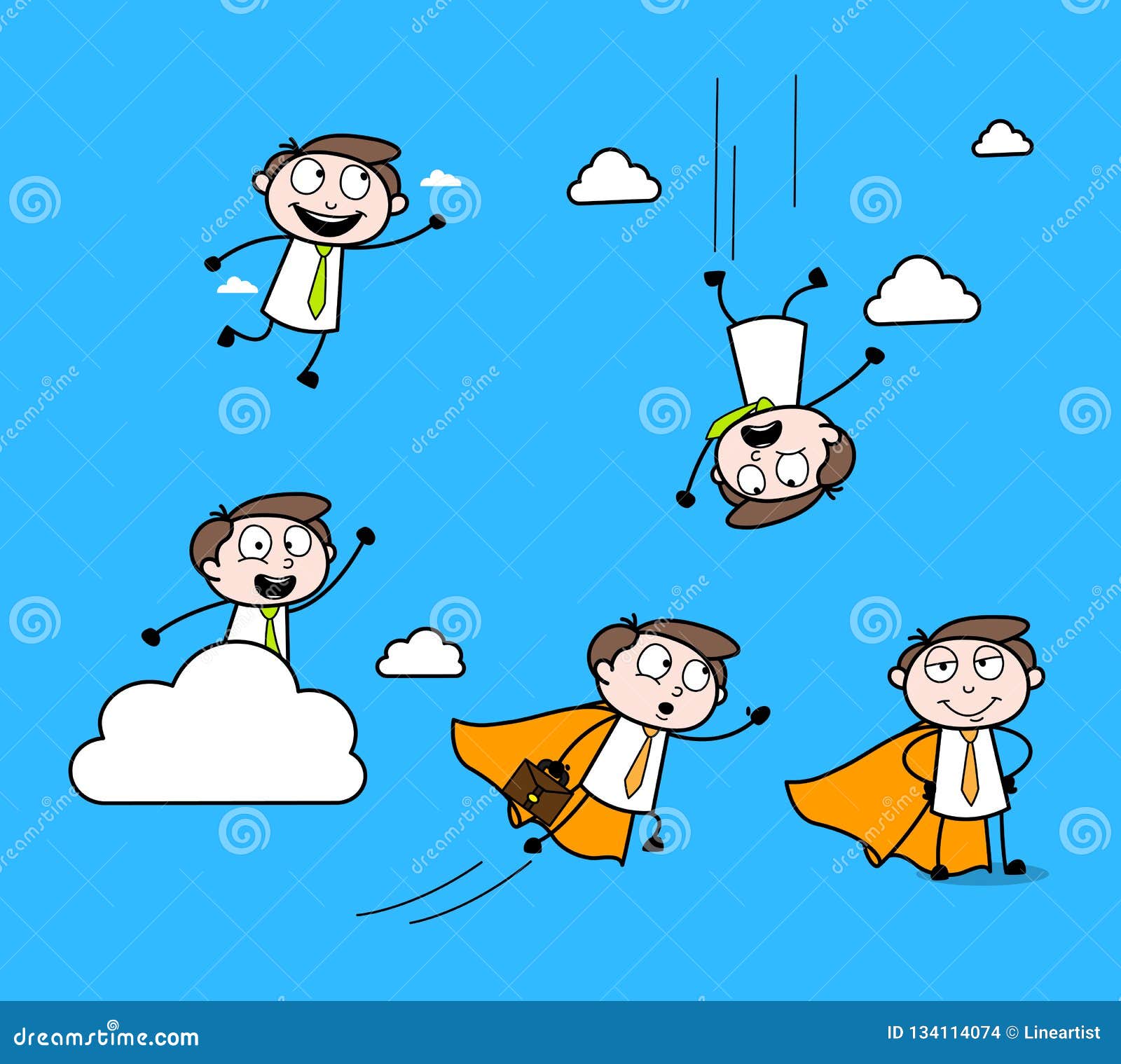 Collection of Various Falling and Sky Concepts Cartoon Professional ...