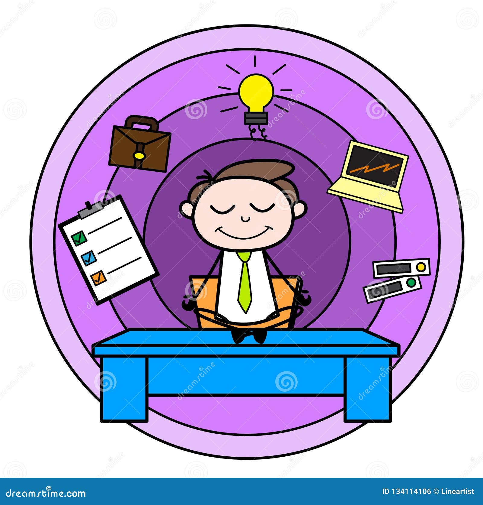 Happy Cartoon Professional Businessman Satisfied in Work Process Stock ...