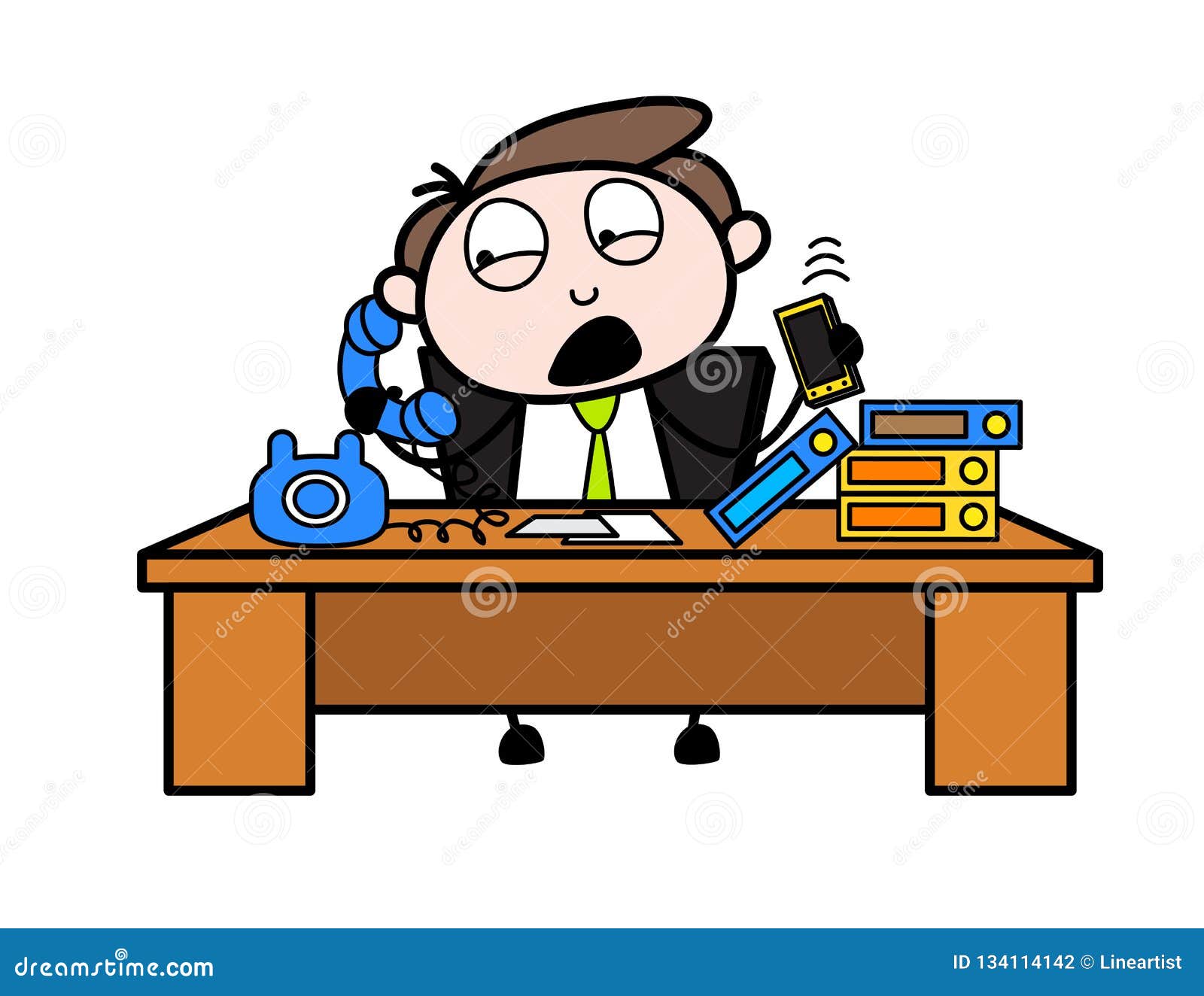 Busy on Phone Cartoon Professional Businessman Stock Illustration ...