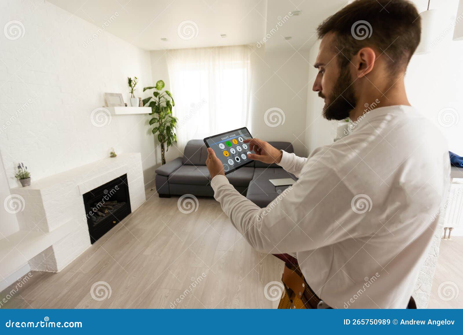 All in One Smart Home Control System App Concept on Tablet Display in ...
