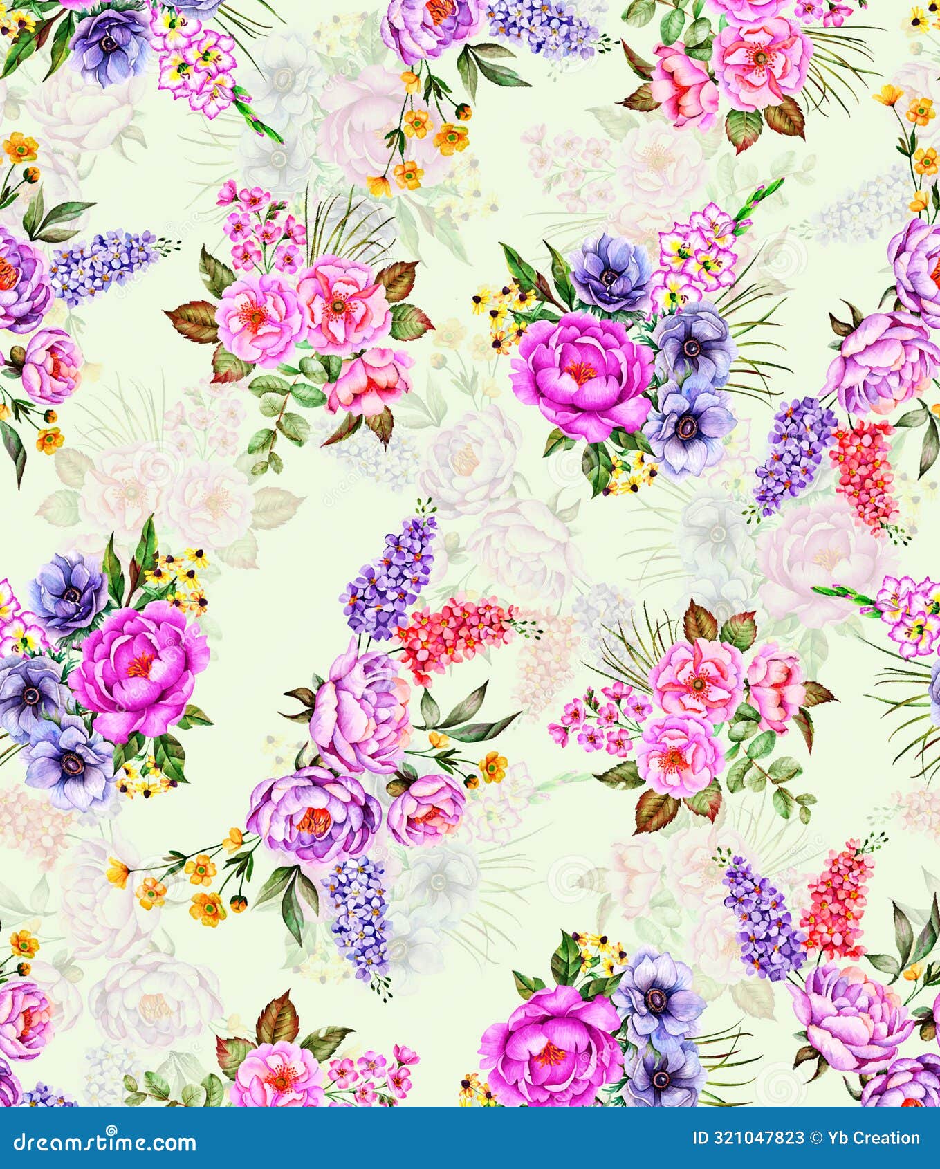 All Over Flower. Pateen.Flower All Over. All Over Design. Digital Print ...
