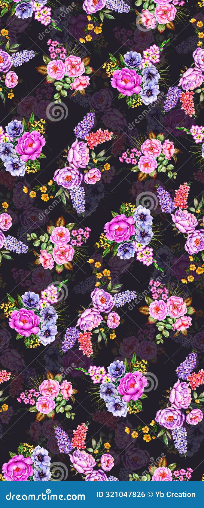 All Over Flower. Pateen.Flower All Over. All Over Design. Digital Print ...