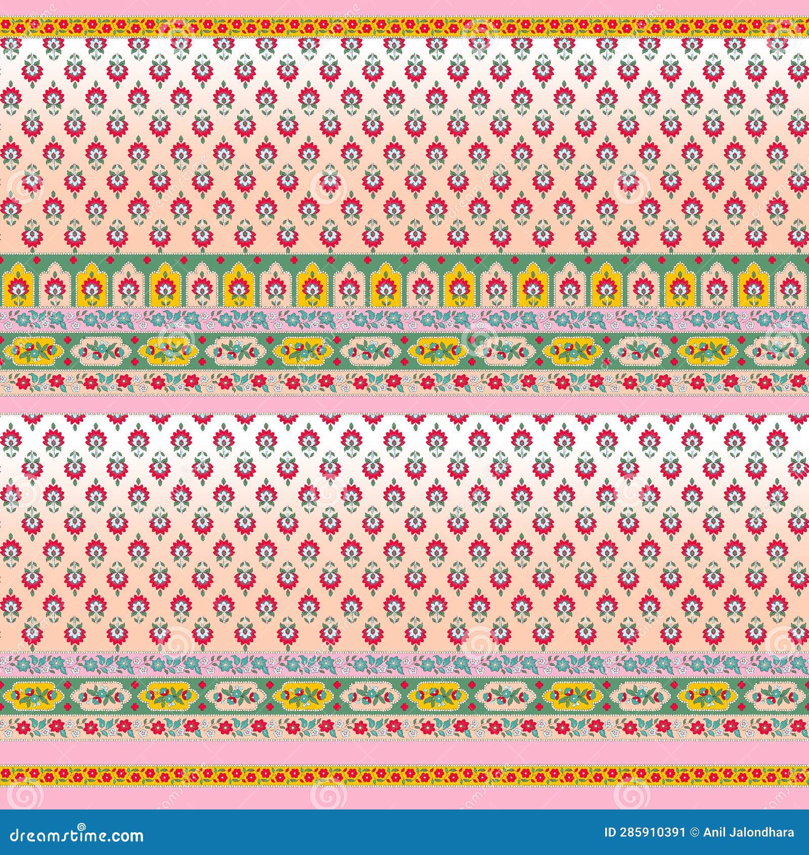 All Over Flower Kilometer Pattern with Floral Border Stock Illustration ...