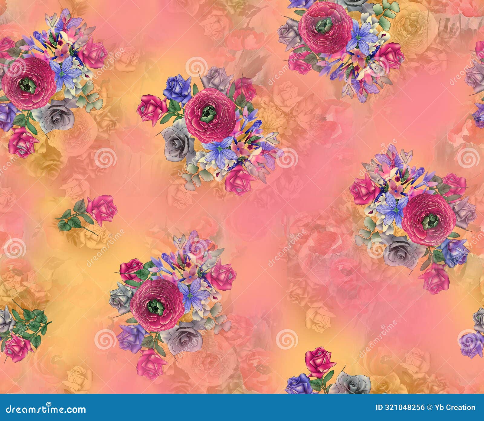 All Over Flower. Pateen.Flower All Over. All Over Design. Digital Print ...