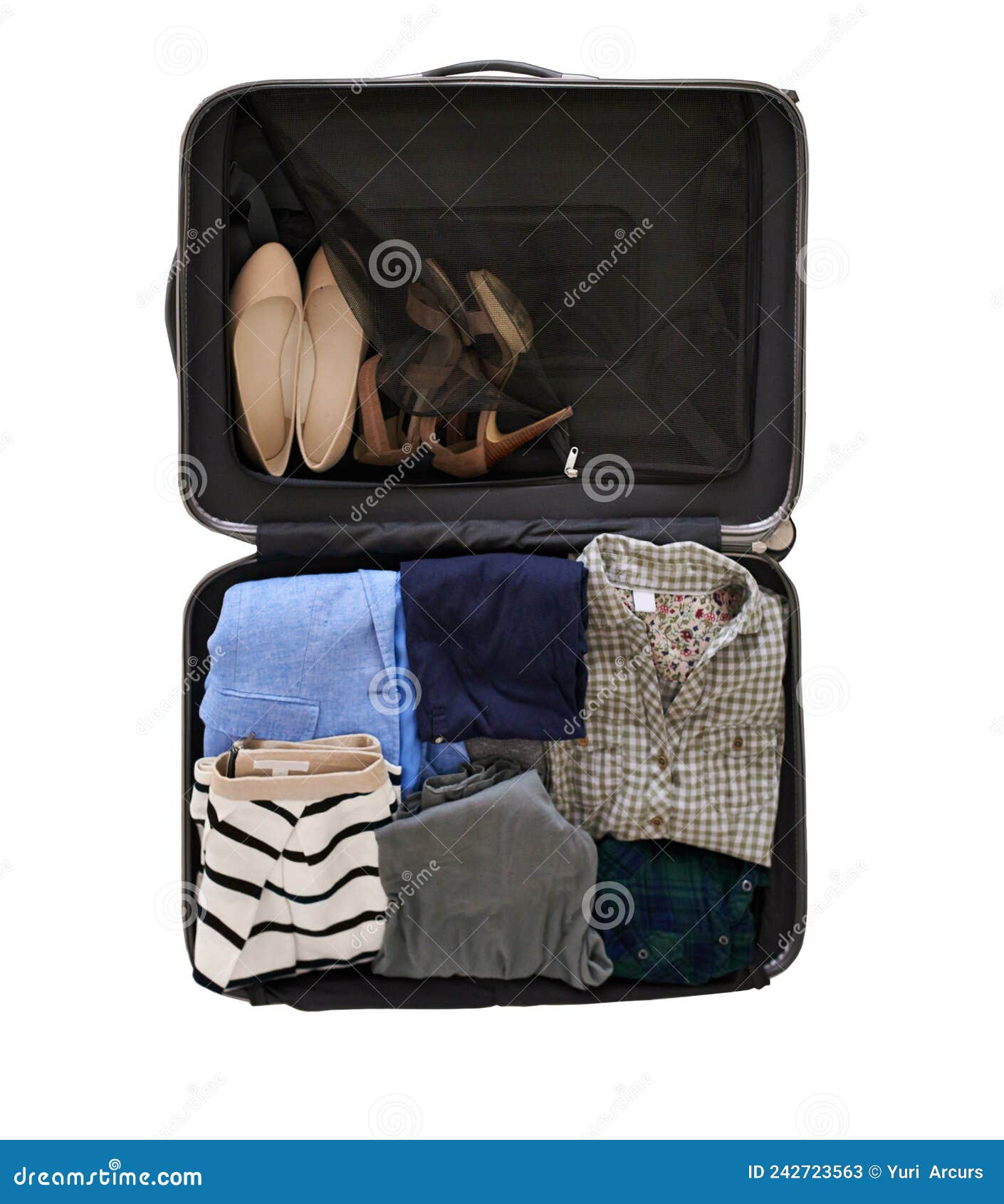 All Packed Up and Ready To Go. a Suitcase Full of Clothing. Stock Image ...