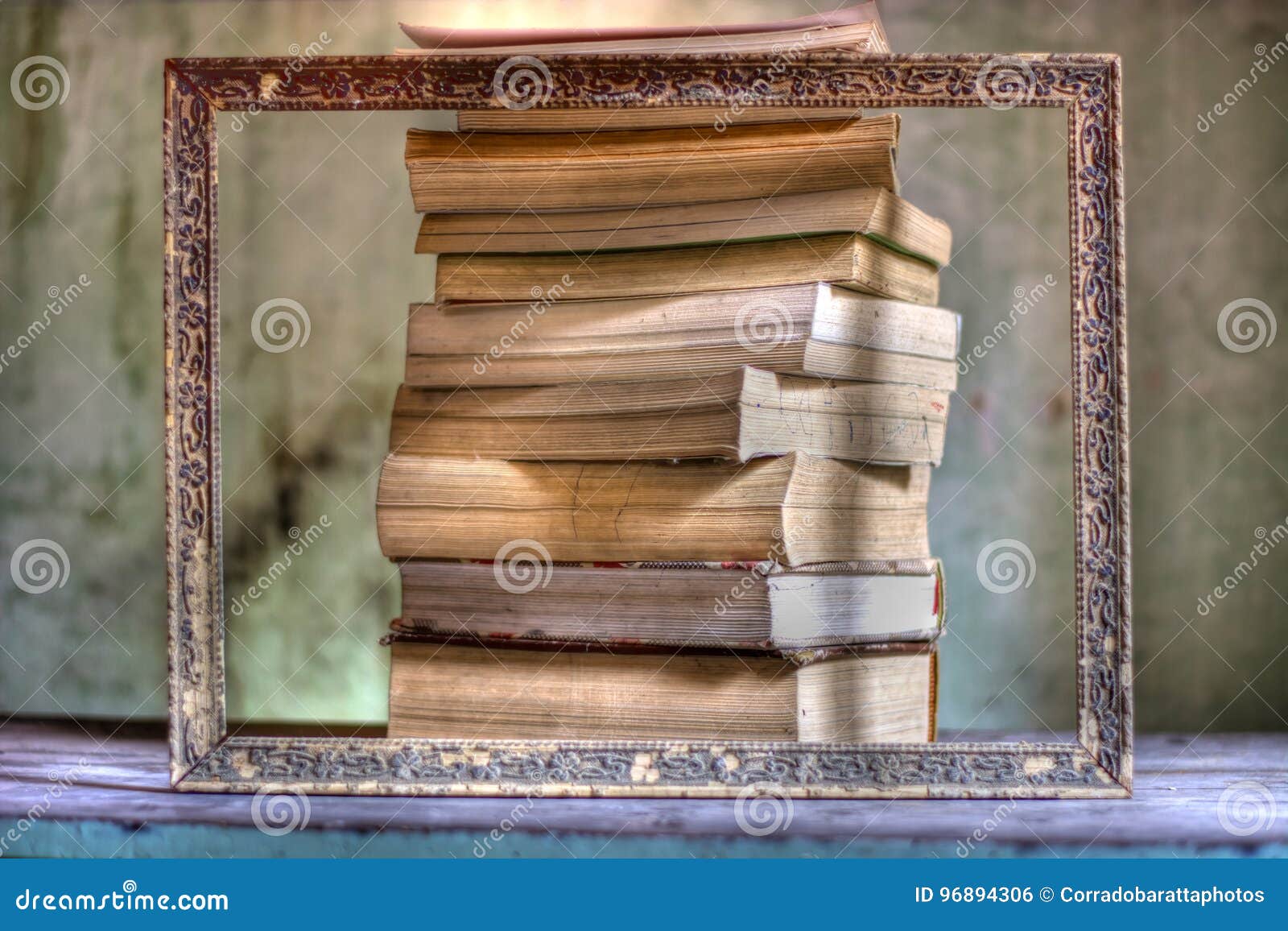 Books and a frame stock photo. Image of literature, frame - 96894306