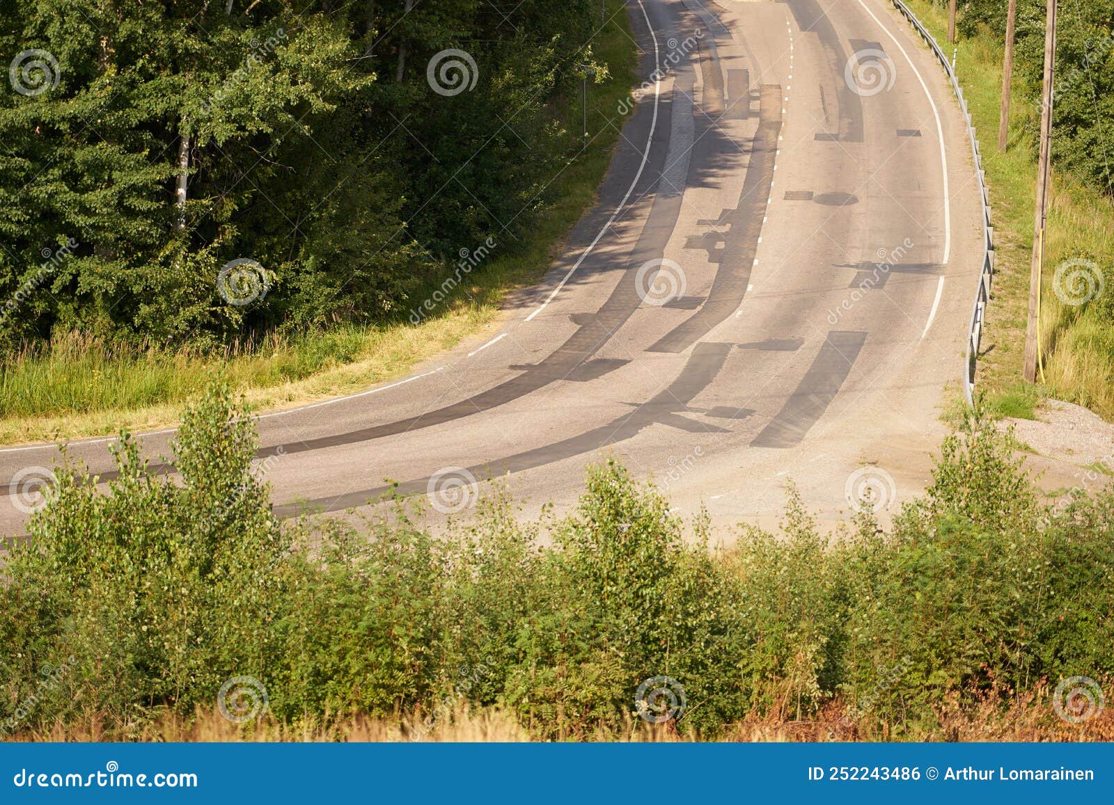 All Patched Old Asphalt of the Road. Stock Photo - Image of leaves ...