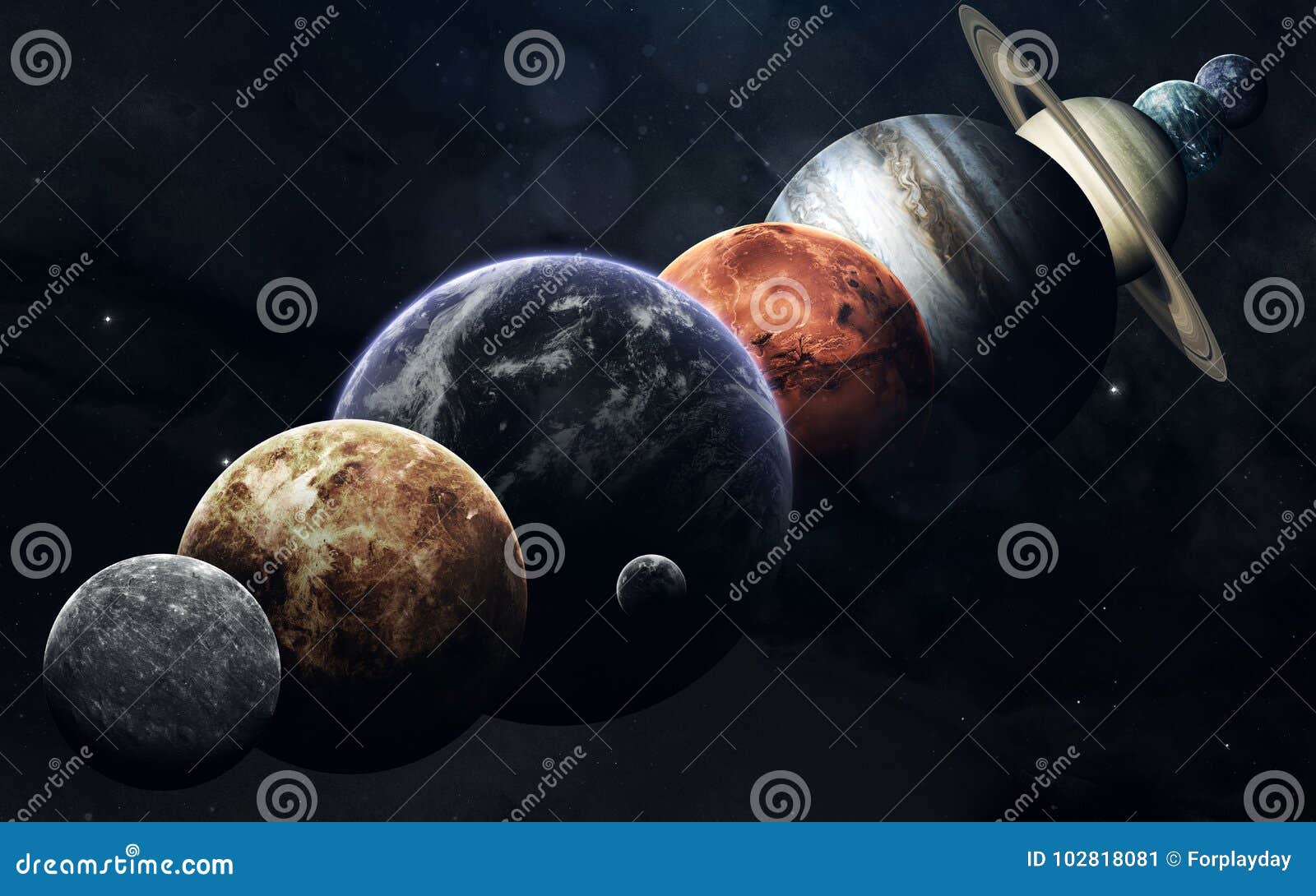 All Planets of Solar System on the Space Background. Educational Image ...