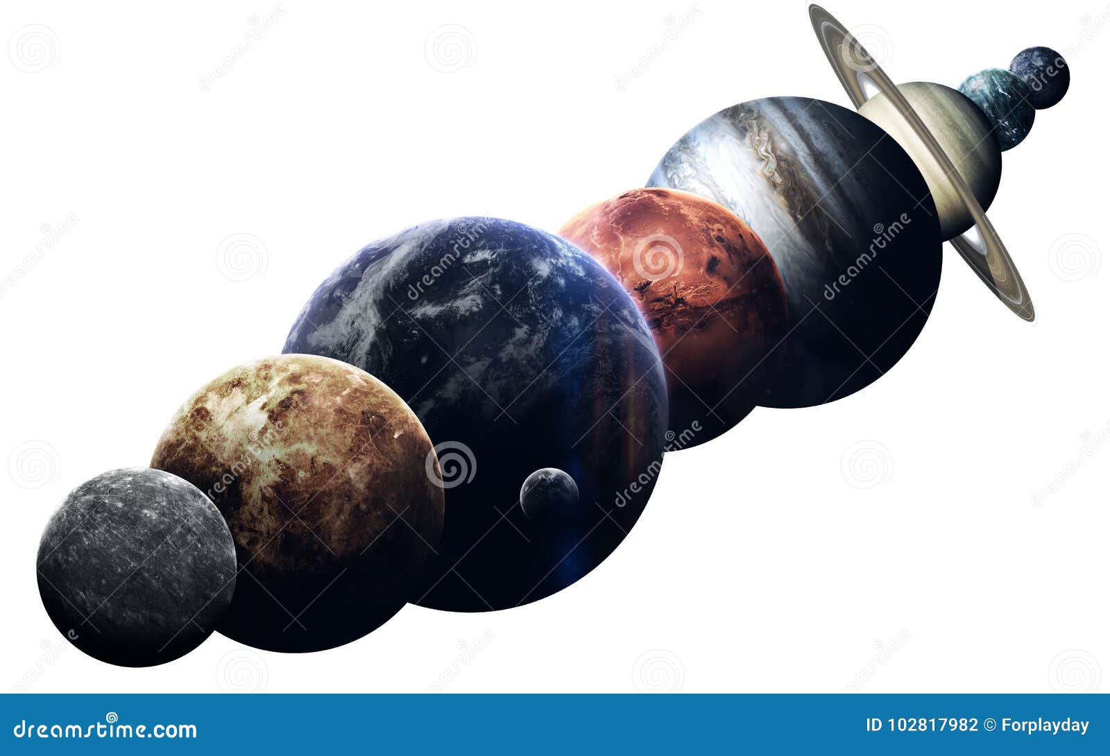 All Planets of Solar System on the White Background. Educational Image ...