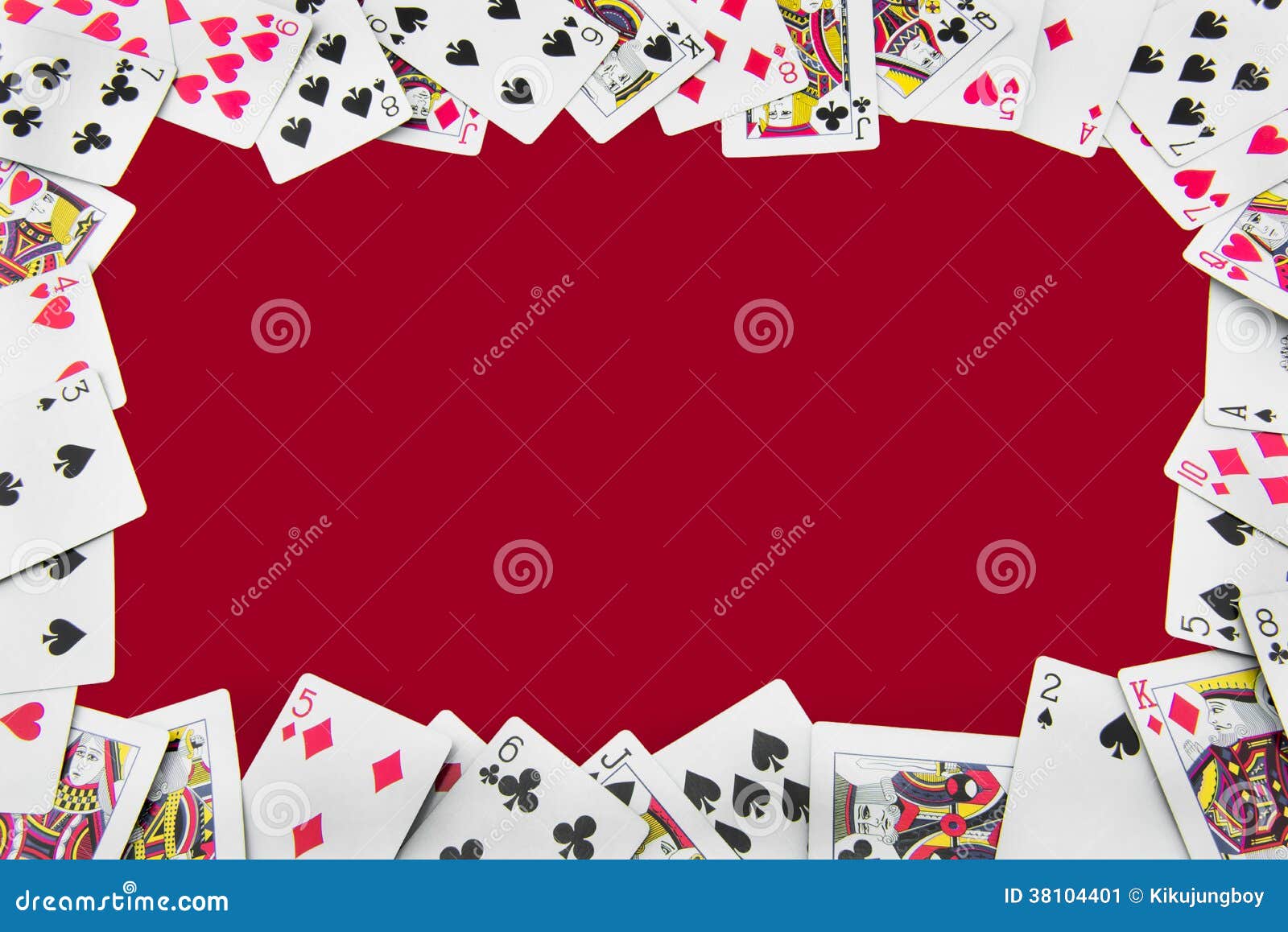 All Playing Cards Around the Red Background Stock Image - Image of ...