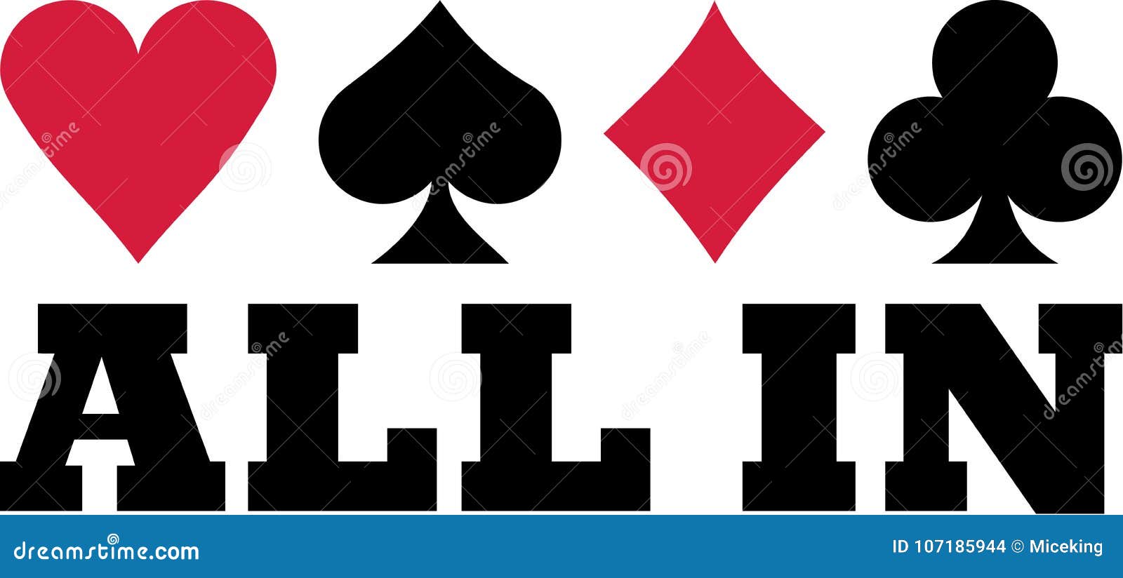 All in with Playing Cards Suits Stock Vector - Illustration of gamble ...