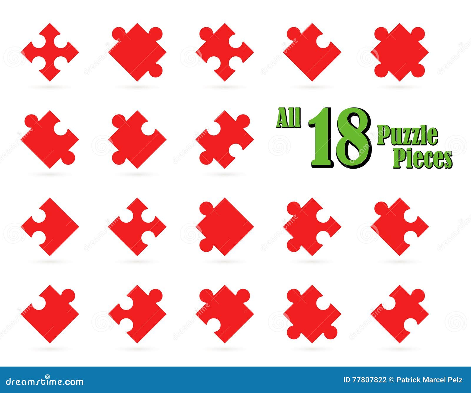 All 18 puzzle parts stock vector. Illustration of method - 77807822