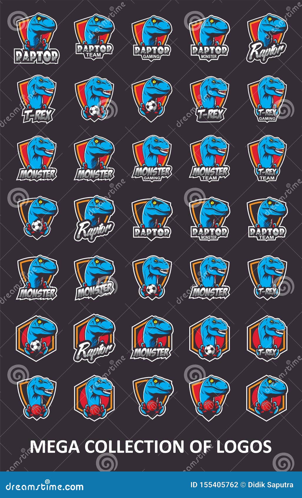 Raptor Logos. Set of 35 Raptor Badges for Your Business. Modern Design ...