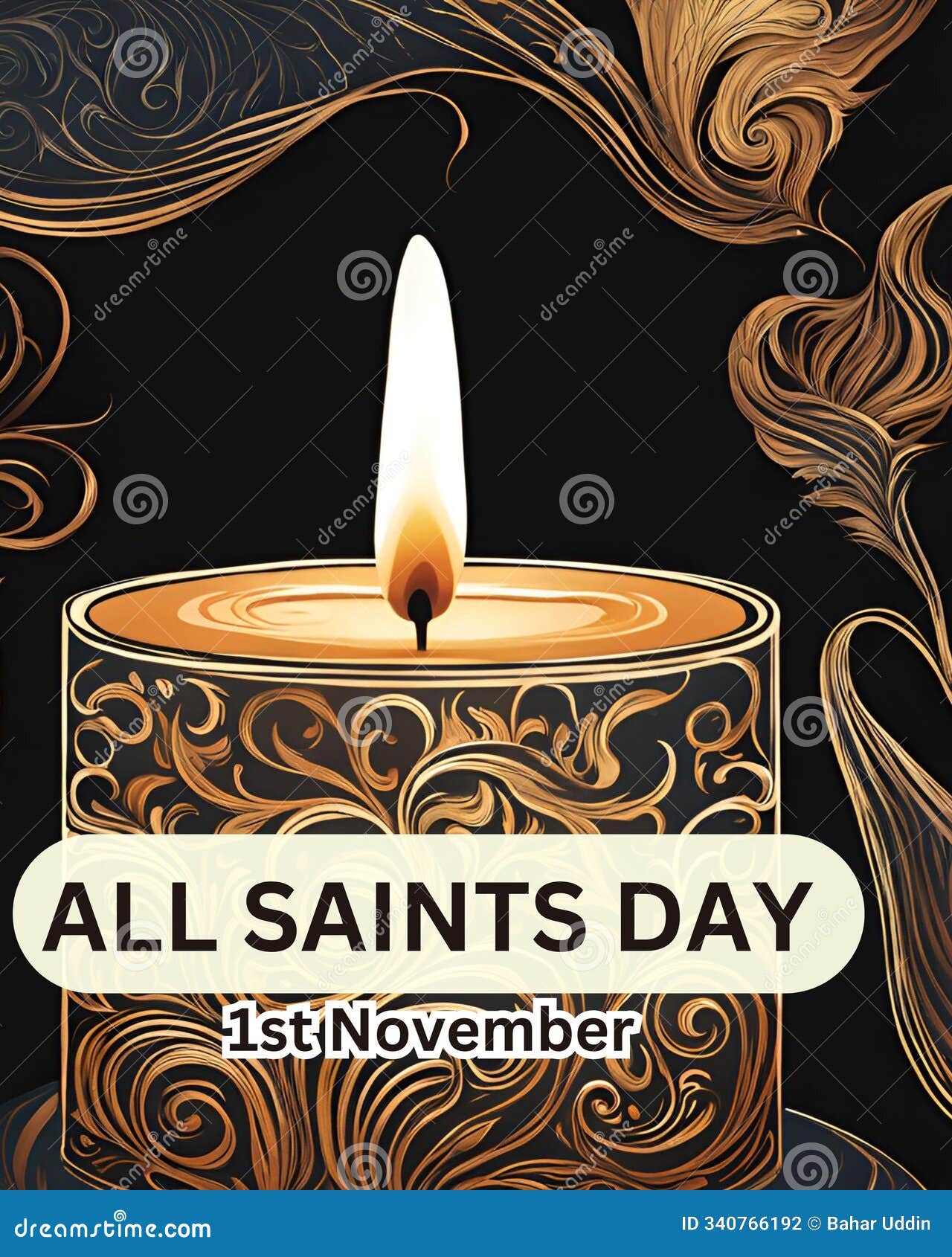 All Saints Day Celebration with Vibrant Decorations, Spiritual Symbols ...