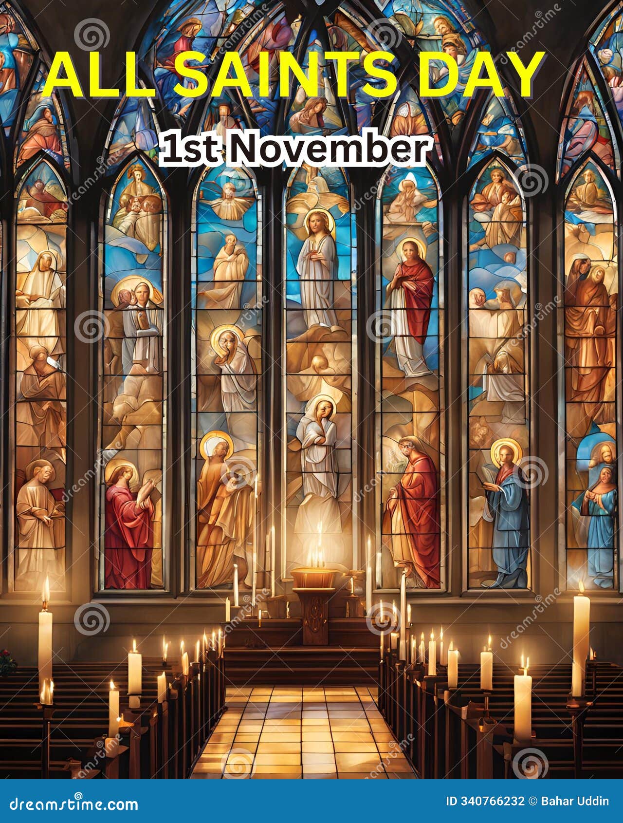 All Saints Day Celebration with Vibrant Decorations, Spiritual Symbols ...