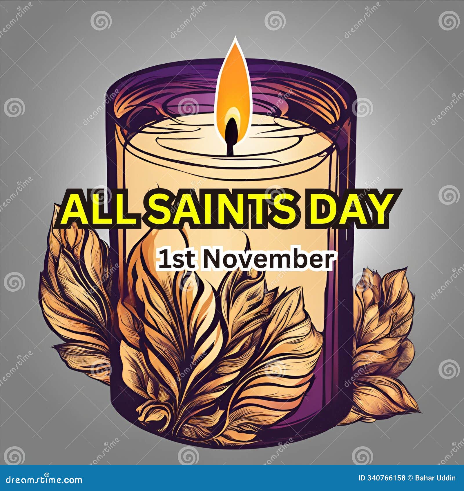 All Saints Day Celebration with Vibrant Decorations, Spiritual Symbols ...