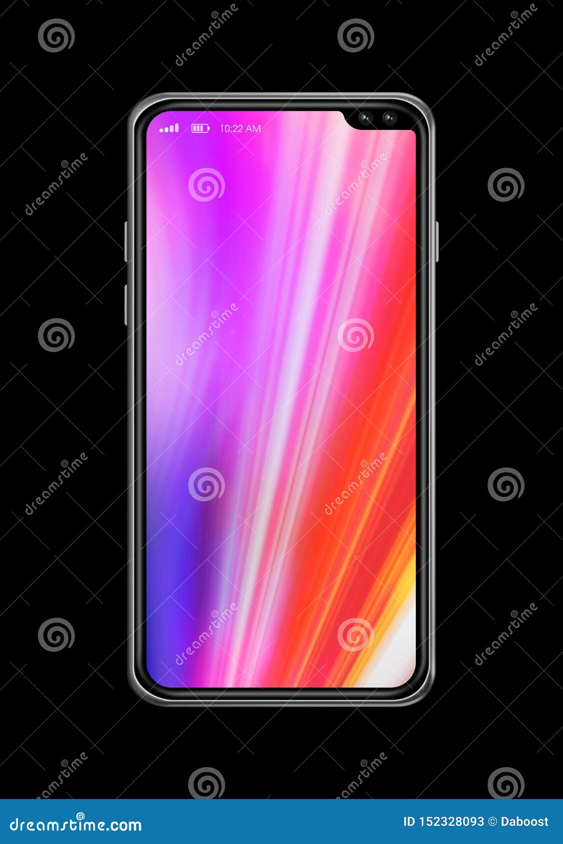 All-screen Colorful Smartphone Mockup Isolated on Black. 3D Render ...