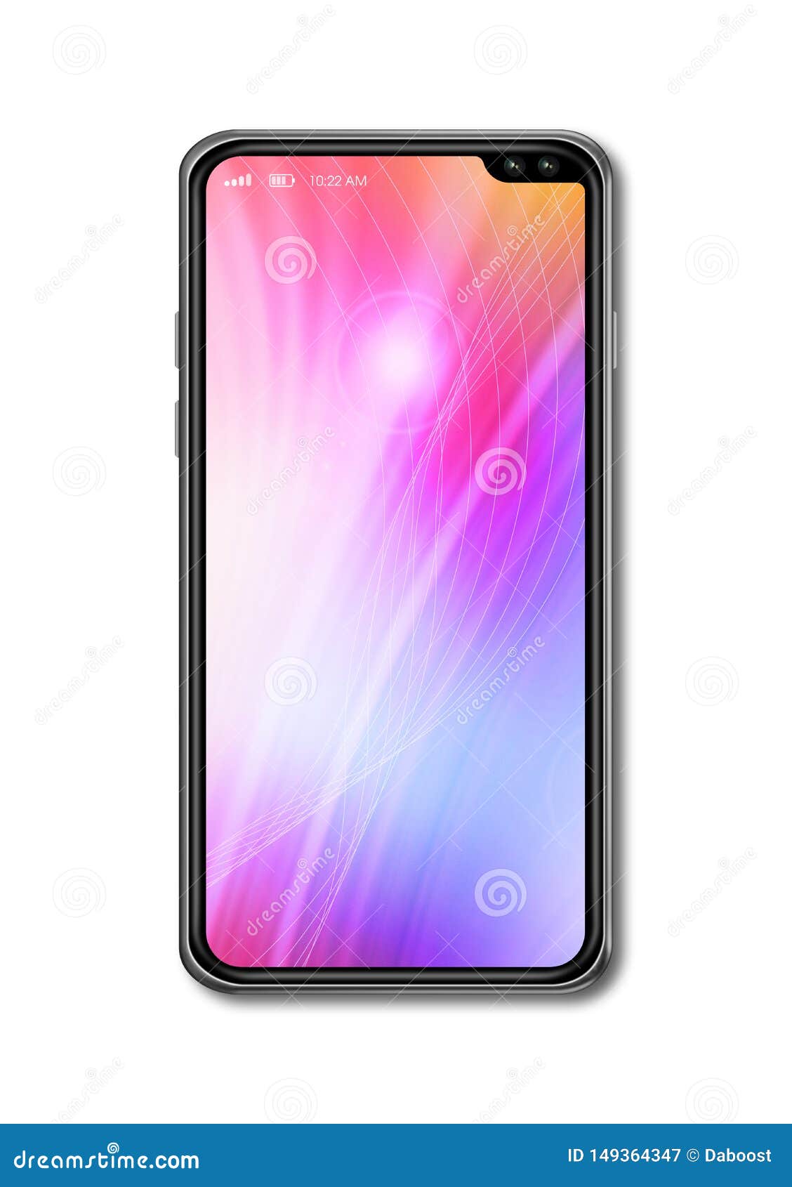 All-screen Colorful Smartphone Mockup Isolated on White. 3D Render ...