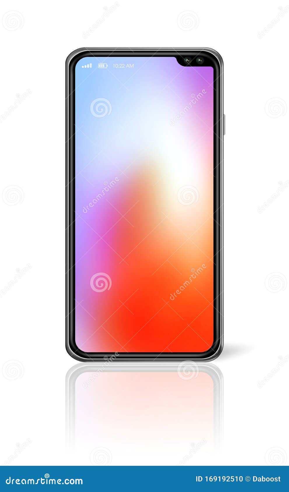 All-screen Colorful Smartphone Mockup Isolated on White. 3D Render ...