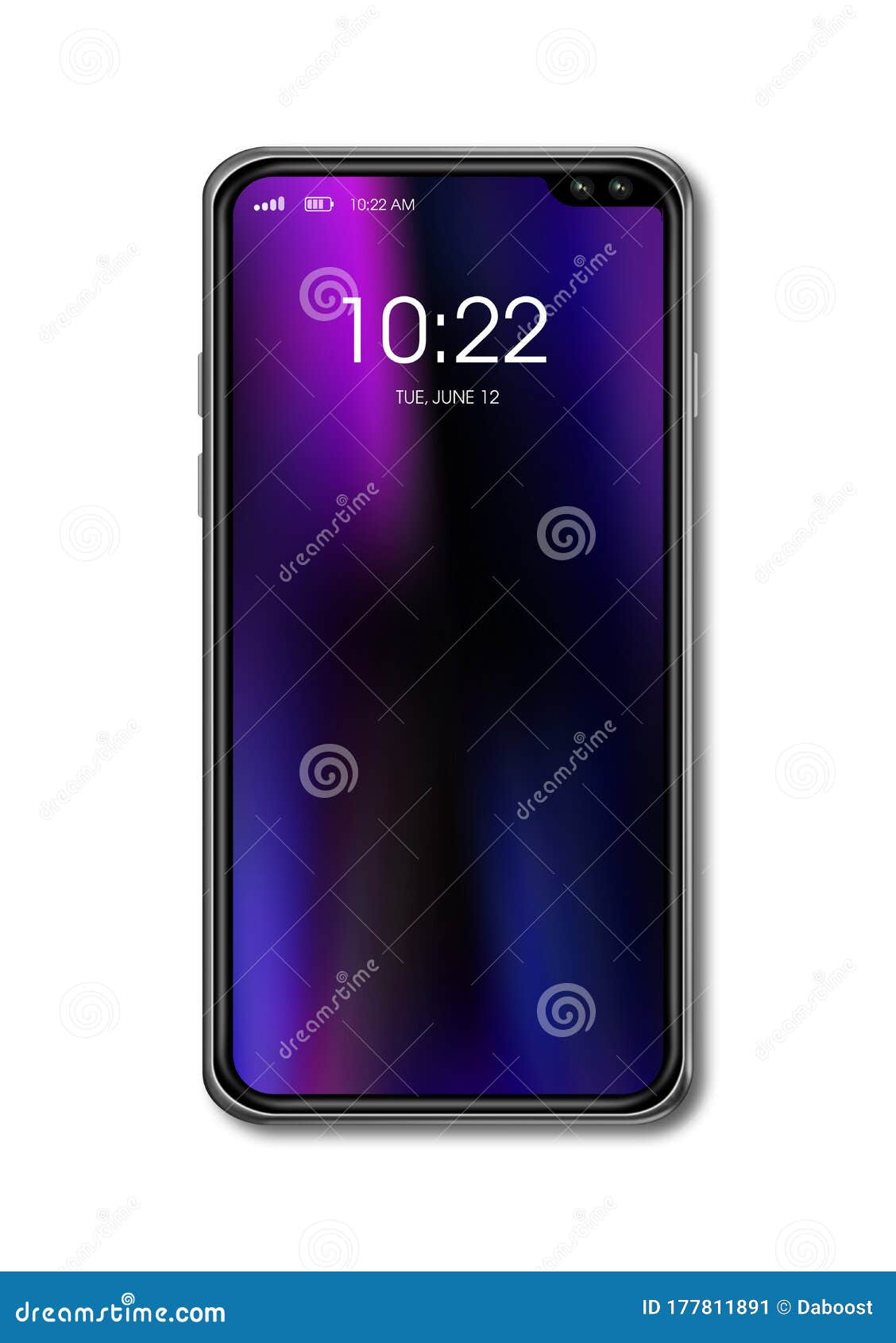 All Screen Smartphone Mockup Isolated on White. 3D Render Stock ...