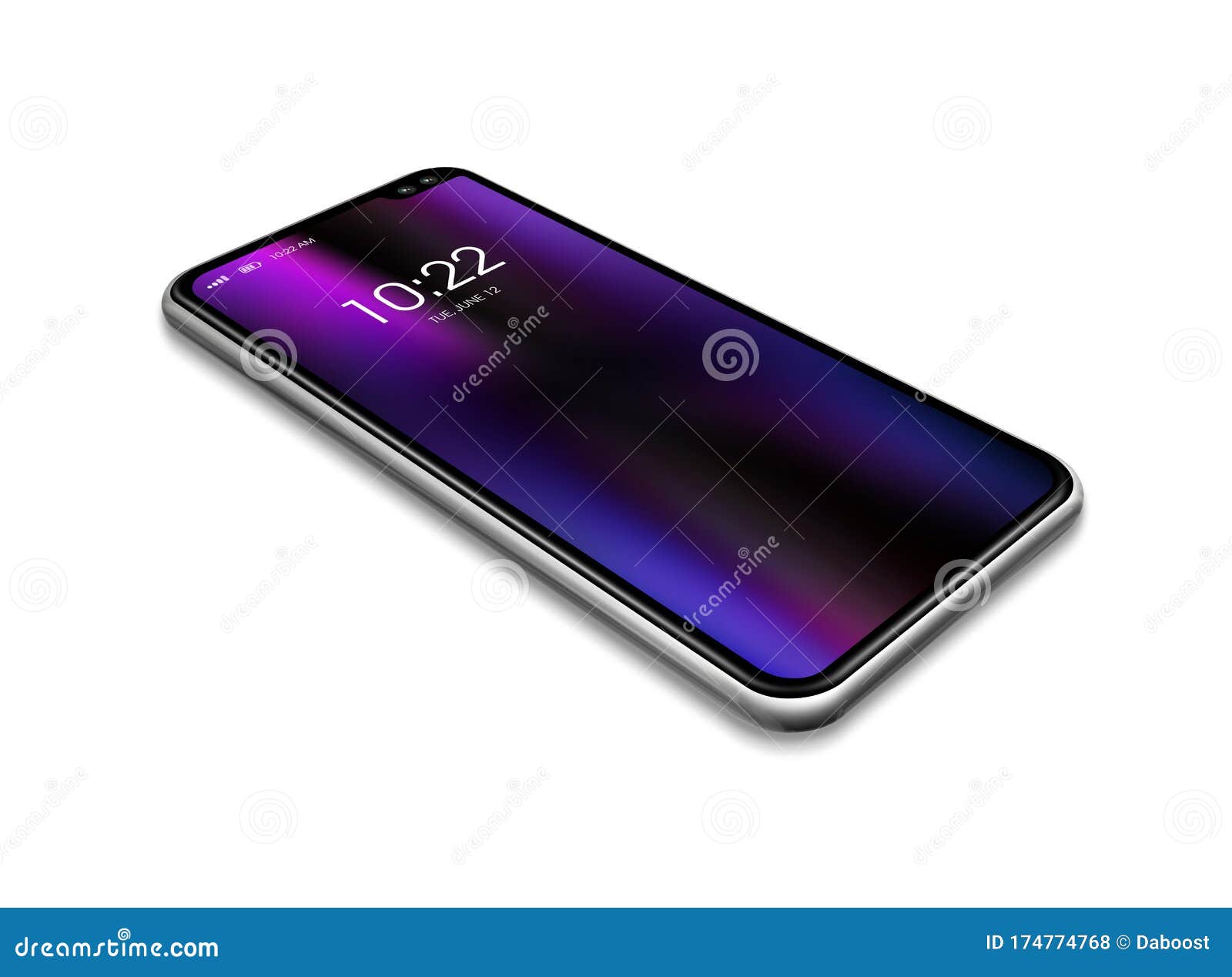 All Screen Smartphone Mockup Isolated on White. 3D Render Stock ...