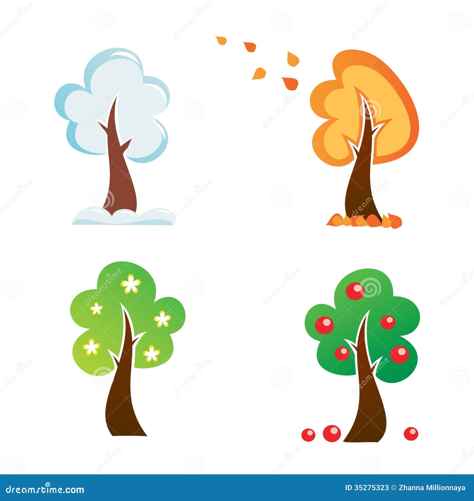 All season tree icons stock vector. Illustration of autumn - 35275323